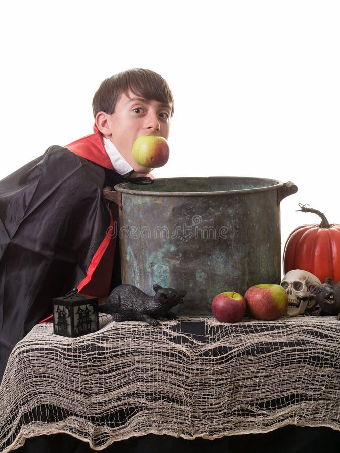 Halloween Apple Bobbing Game Success Stock Image - Image of party ...