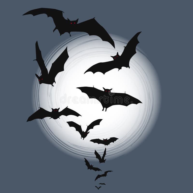 Halloween Background with a Full Moon and Bats Stock Vector ...