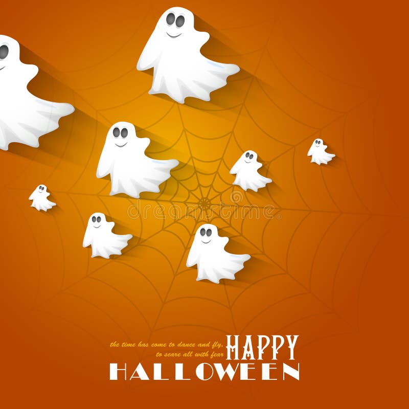 Halloween Background with Flying Boo Ghost Stock Vector - Illustration ...