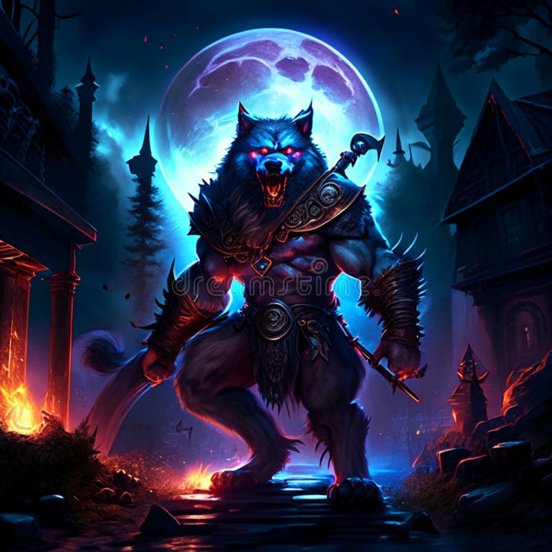 Halloween Background with Full Moon and Demon. 3d Rendering Stock ...