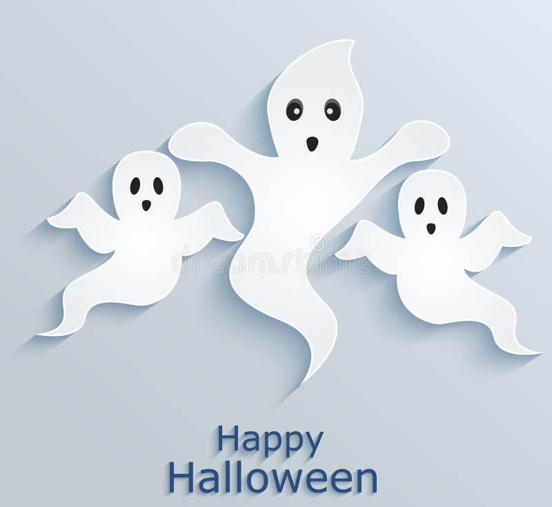 Halloween Background with Ghosts. Stock Illustration - Illustration of ...