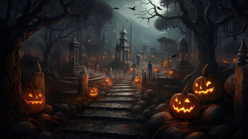 Halloween Background Pumpkins Stand in a Row on the Background of a ...