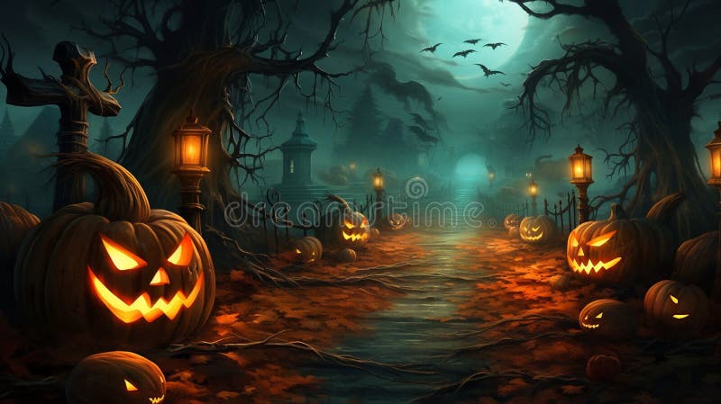 Halloween Background Pumpkins Stand in a Row on the Background of a ...