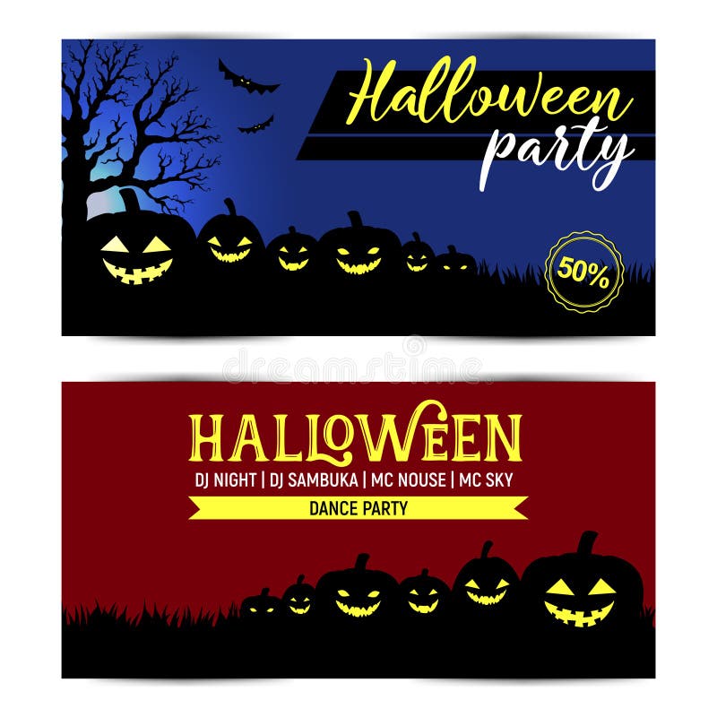 Halloween Banner Flyer Design Template Offer Party Horror Stock Vector ...