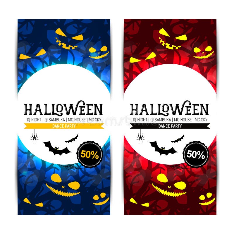 Halloween Banner Flyer Design Template Offer Party Horror Stock Vector ...