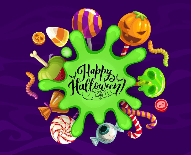 Halloween Banner Holiday Sweets and Green Blob Stock Vector ...