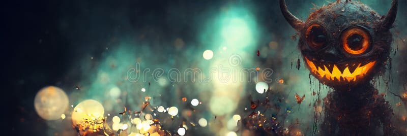 Halloween Banner with Horror Gothic Creature Stock Illustration ...