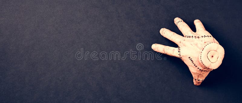 Halloween Banner with Severed Hand the Thing from Wednesday Series ...