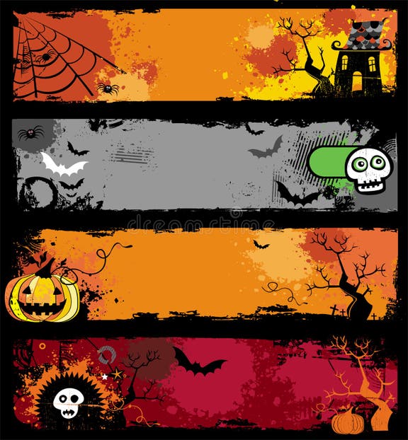 Halloween banners stock vector. Illustration of leaf, haunted - 6411167