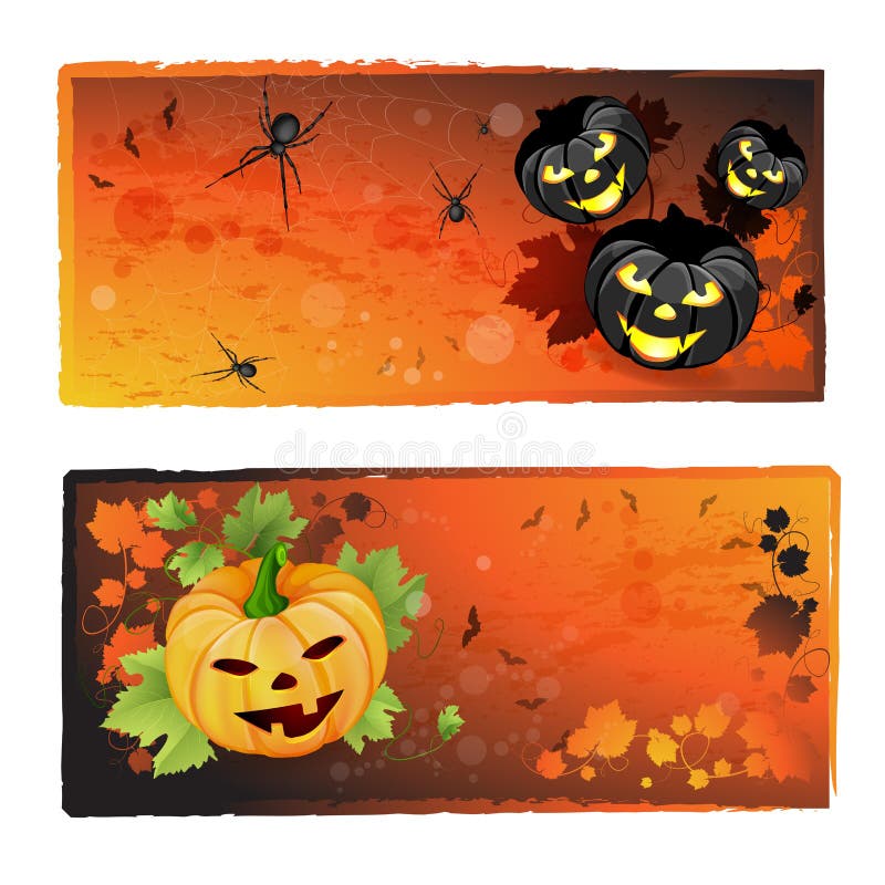 Halloween banners set stock illustration. Illustration of leafs - 26757127