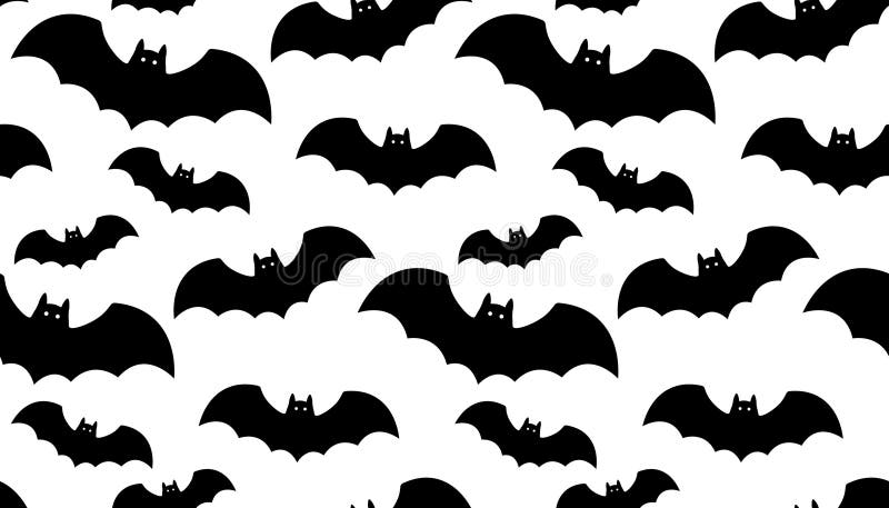 Halloween Bat and Bats Silhouette Seamless Pattern Stock Vector ...
