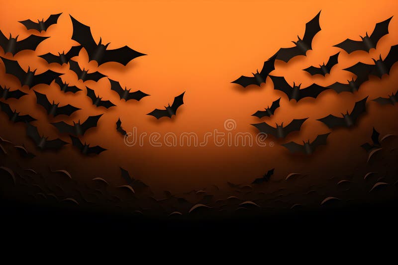 Halloween Bat Orange Background with Shadow Stock Illustration ...