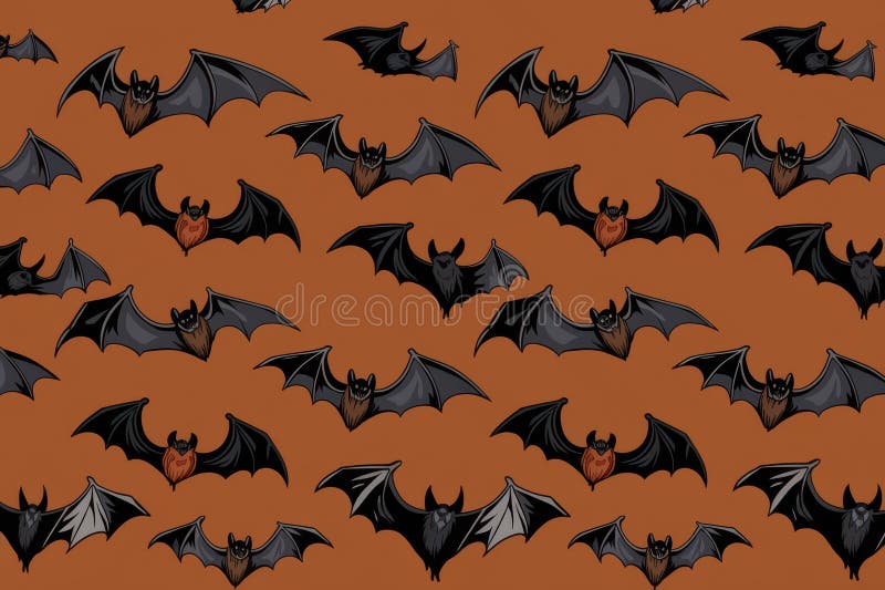 Halloween Bat Pattern Orange Background Spooky Designs - Unique ...