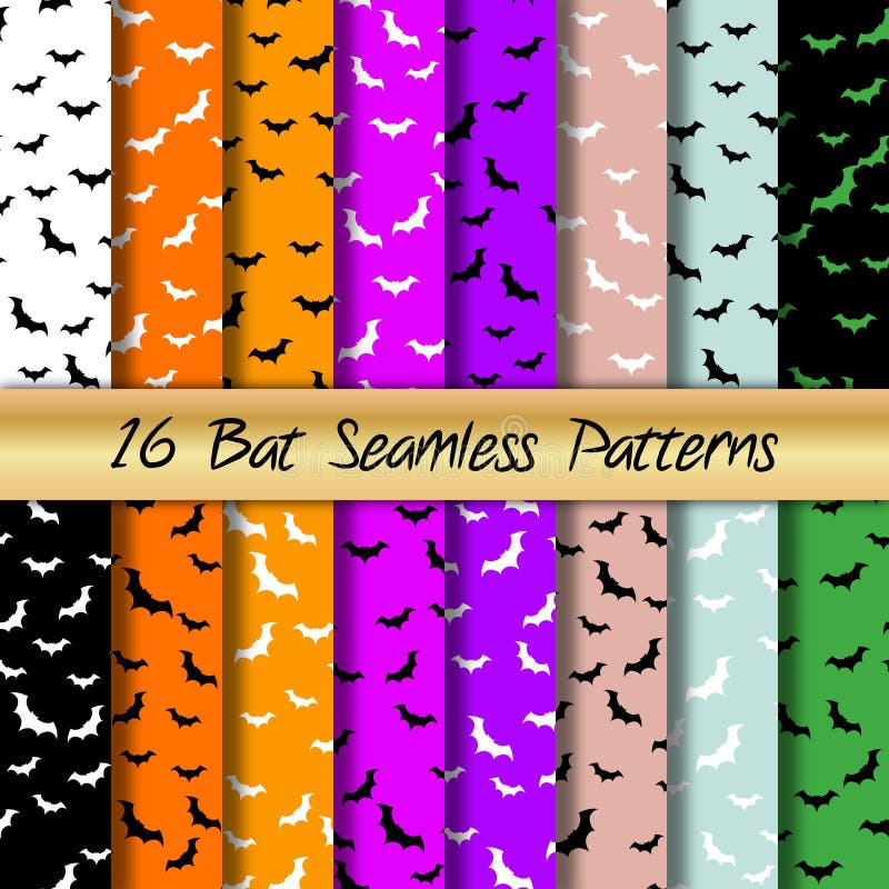 Halloween Bat Seamless Pattern Background Pack Stock Vector ...