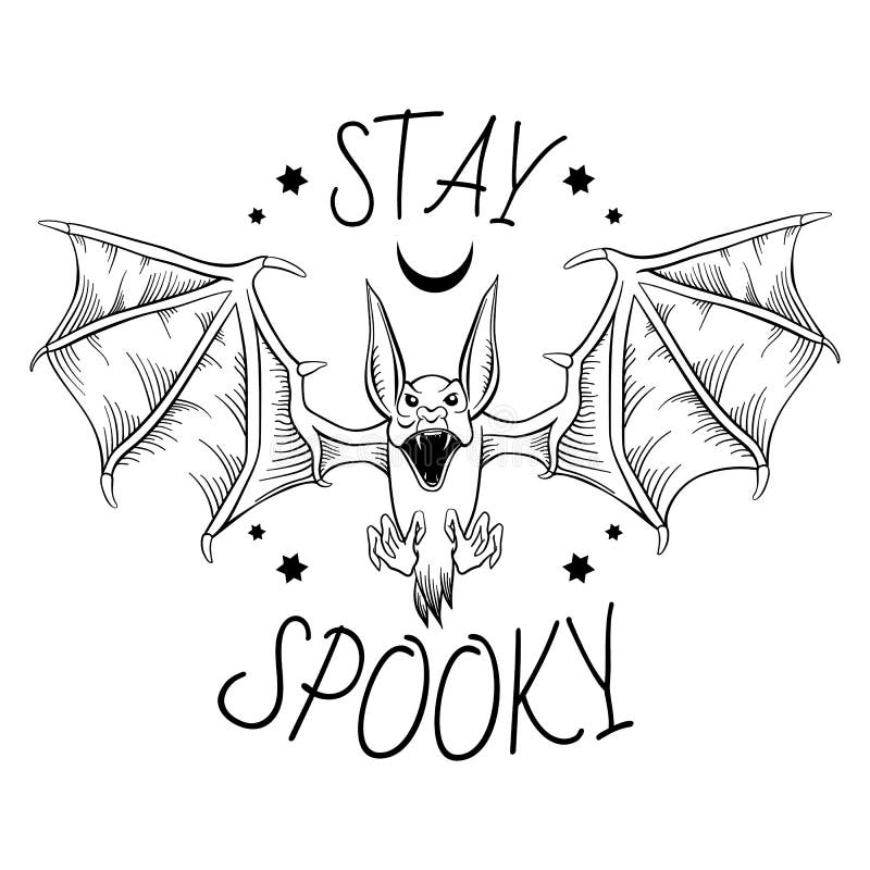 Halloween Bat with Slogan Stay Spooky with Vector Illustration ...