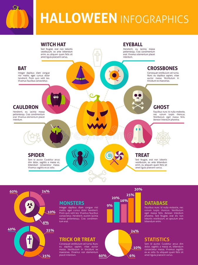 Halloween Infographics Diagram Spooky Icons Templa Stock Vector ...