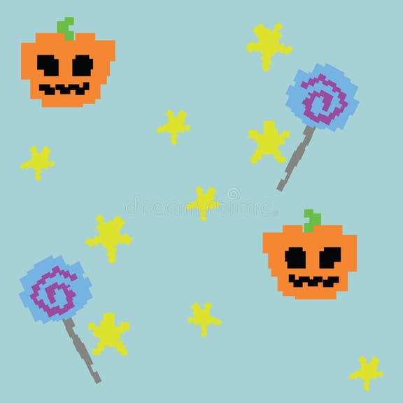 Halloween 8-bit Style, Digital Seamless Pattern Stock Illustration ...