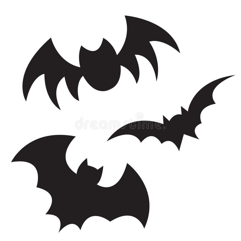 Halloween Black Bat Icon Set, Bats Silhouettes, Halloween Symbol, on ...