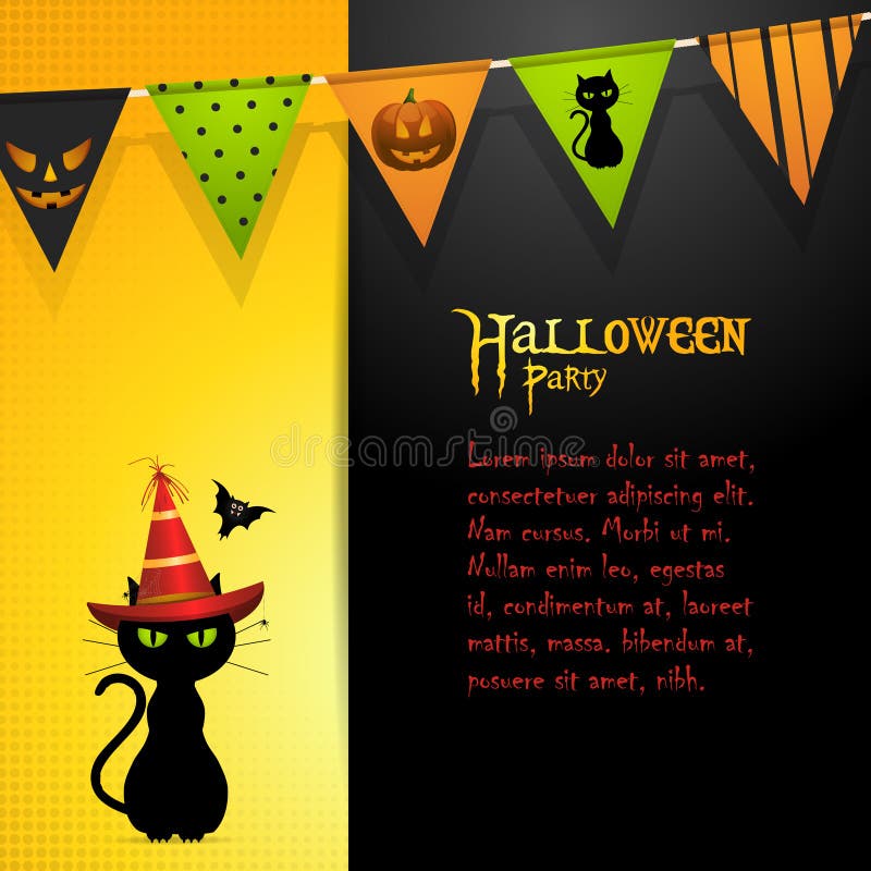 Halloween Black Cat Panel Background Stock Vector - Illustration of ...