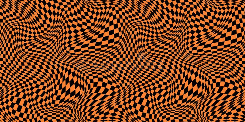 Halloween Black and Orange Warped, Distorted Groovy Check Seamless ...