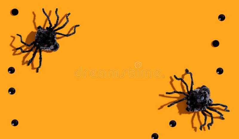 Halloween black spiders stock photo. Image of overhead - 158615456