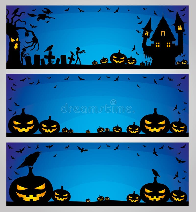 Halloween blue banners. stock vector. Illustration of blue - 102616292
