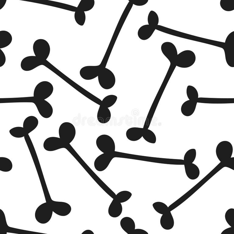Halloween Bone, Classic Colors Black, Seamless Pattern, Vector Stock ...