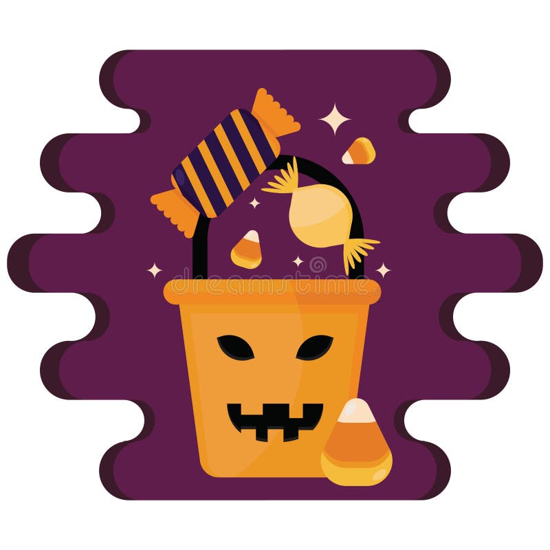 Halloween Bucket of Candies. Vector Illustration Decorative Design ...