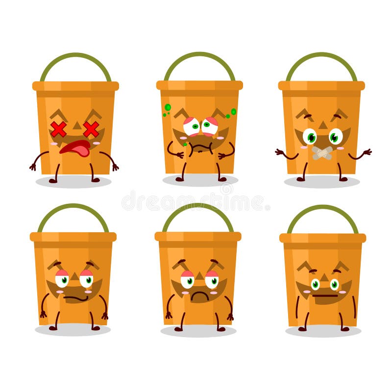 Halloween Bucket Cartoon Character with Nope Expression Stock Vector ...