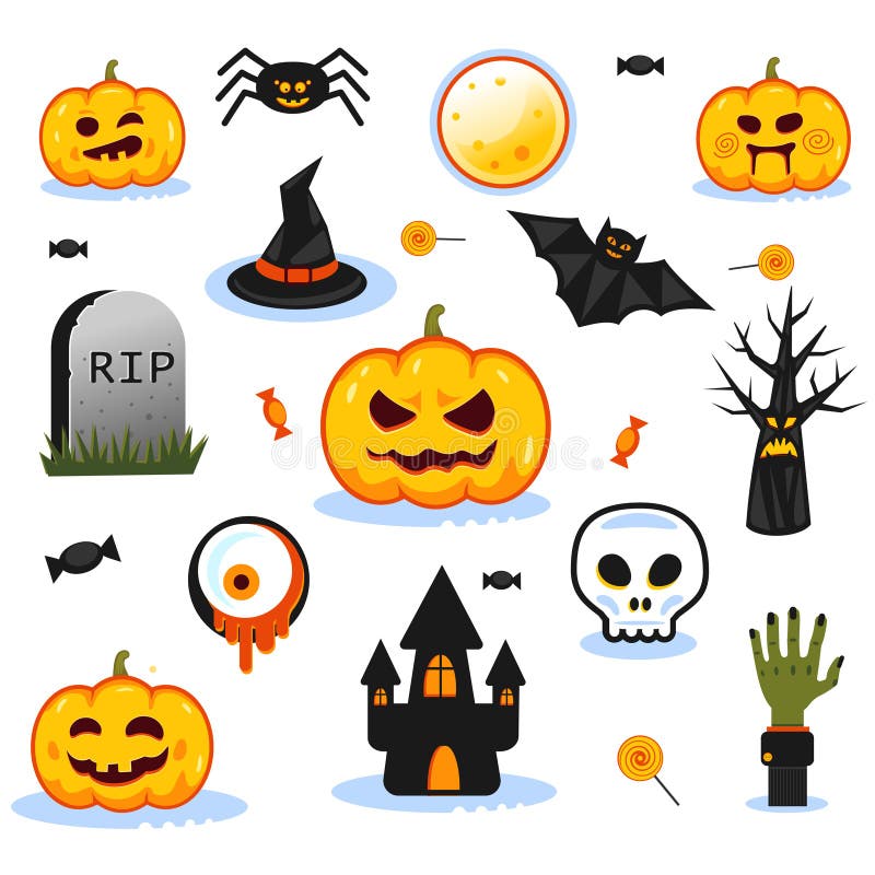 Halloween bundle objects stock vector. Illustration of collection ...