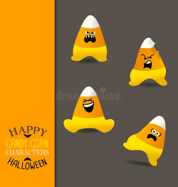 Halloween Candy Corn Shaped Characters Stock Vector - Illustration of ...
