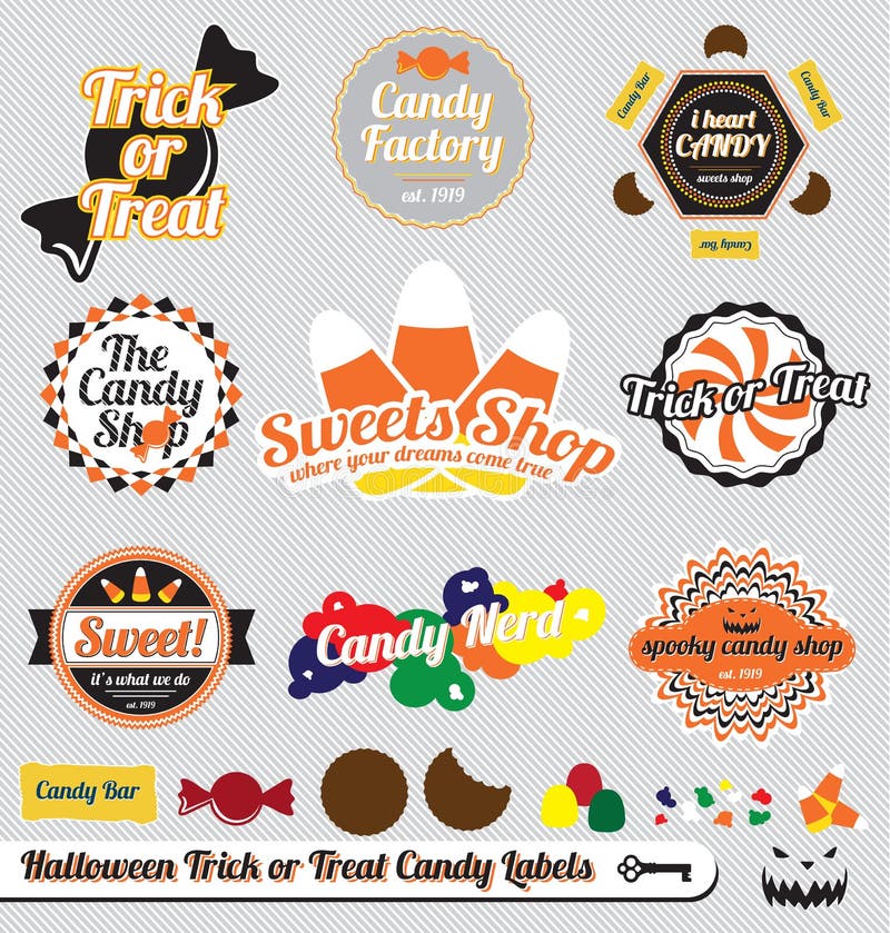 Halloween Candy Labels and Stickers Stock Vector - Illustration of ...