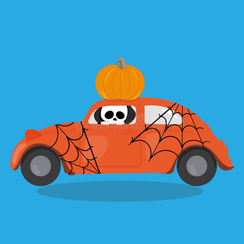 Halloween Car Skeleton Pumpkin 05 Stock Vector - Illustration of ...