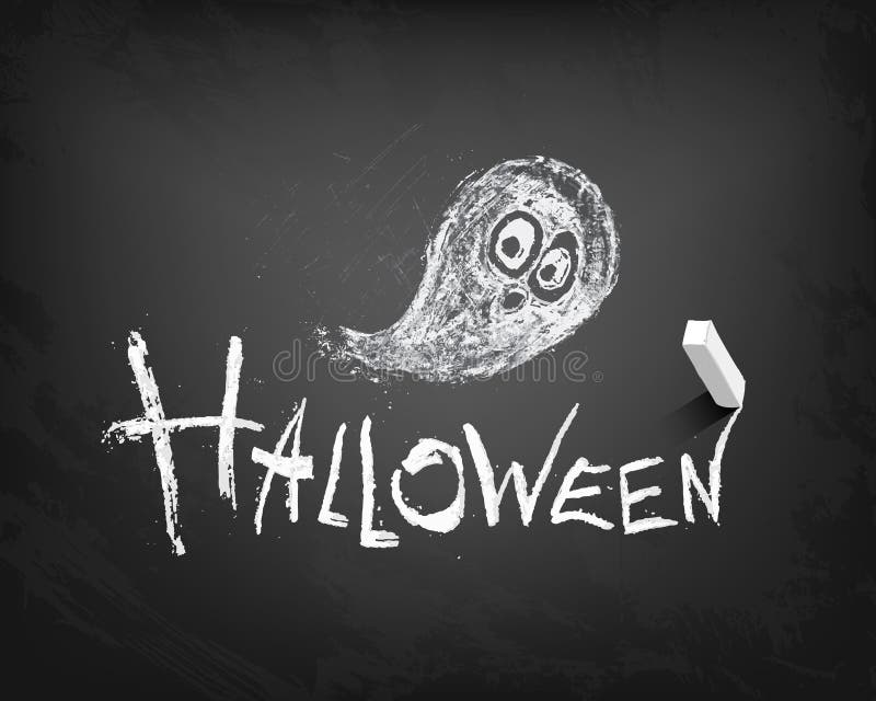 Halloween Card. Chalk on Board. Sweet Ghost Stock Vector - Illustration ...