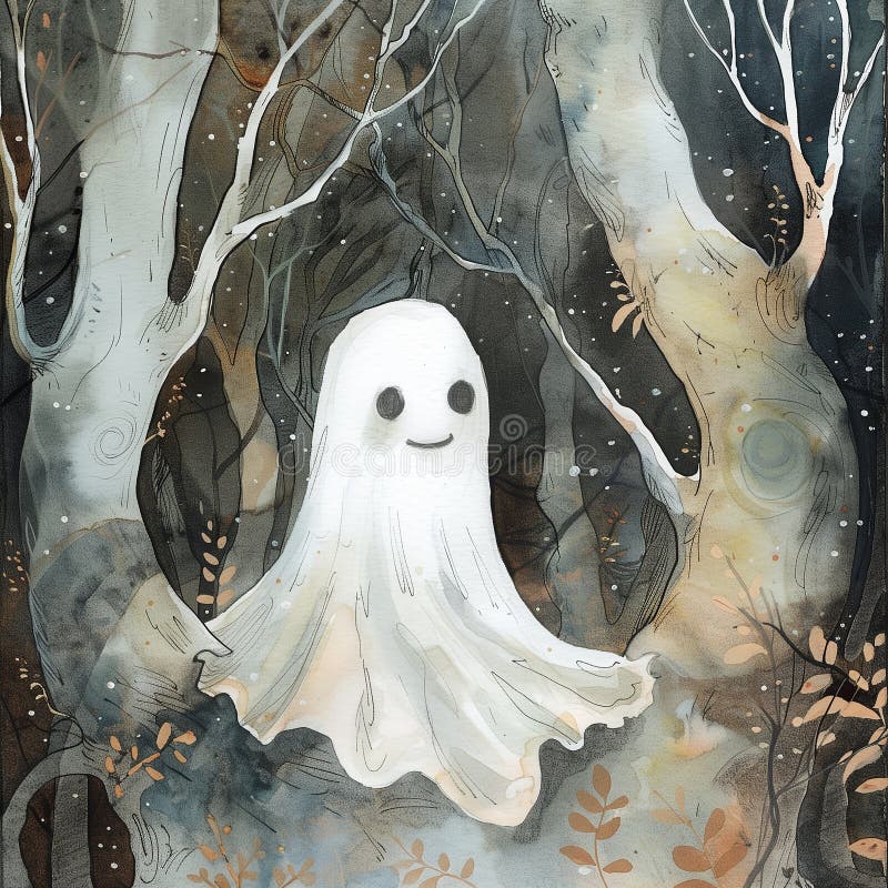 Halloween Card. Ghost Against the Night Stock Illustration ...