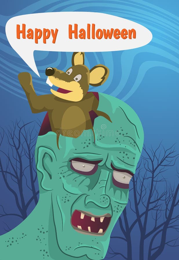 Halloween Card with Zombies and Mouse. Stock Vector - Illustration of ...