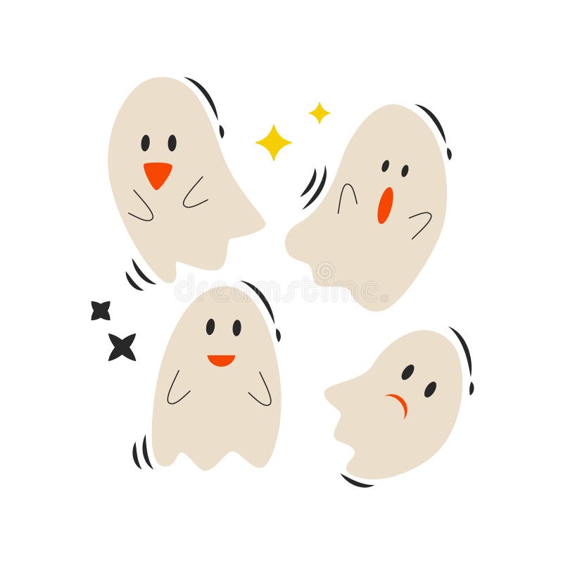 Halloween Cartoon Elements. Ghosts Stock Vector - Illustration of ...