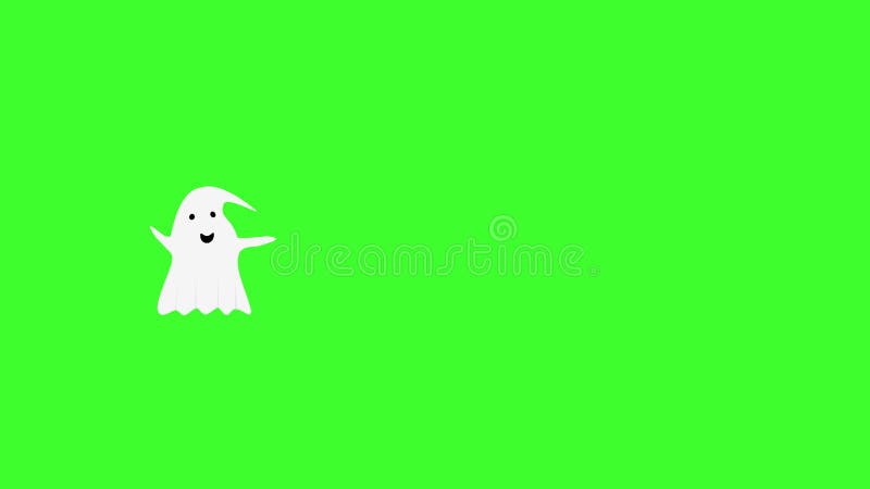 Halloween Cartoon Ghost Animation on Green Screen Stock Video - Video ...