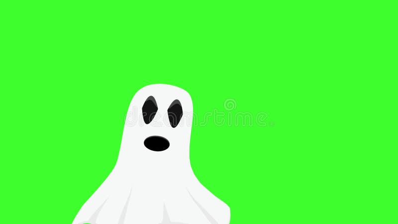 Halloween Cartoon Ghost Animation on Green Screen Stock Video - Video ...