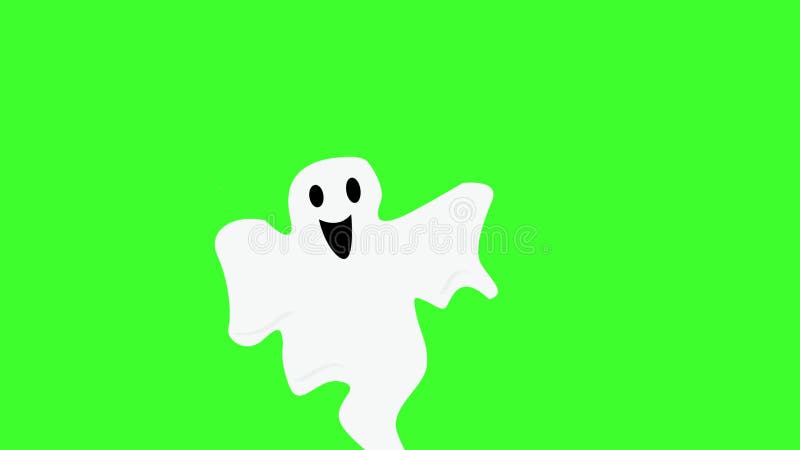 Halloween Cartoon Ghost Animation on Green Screen Stock Footage - Video ...