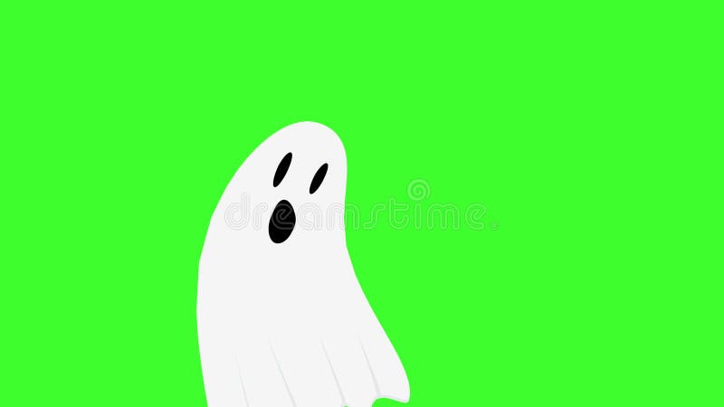 Halloween Cartoon Ghost Animation on Green Screen Stock Video - Video ...