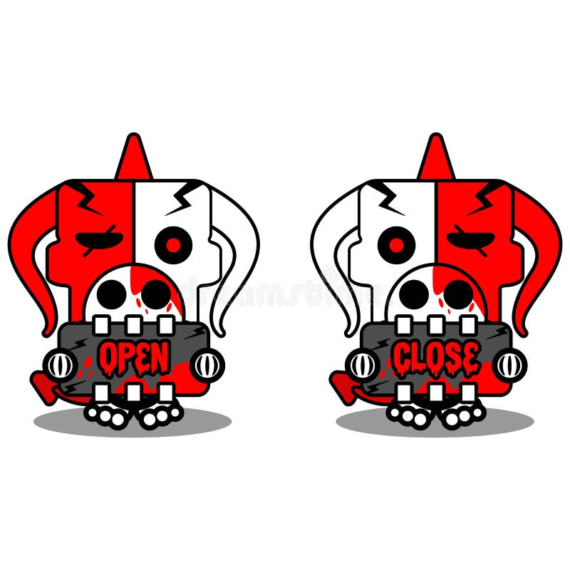 Red Devil Bone Mascot Open and Close Stock Vector - Illustration of ...
