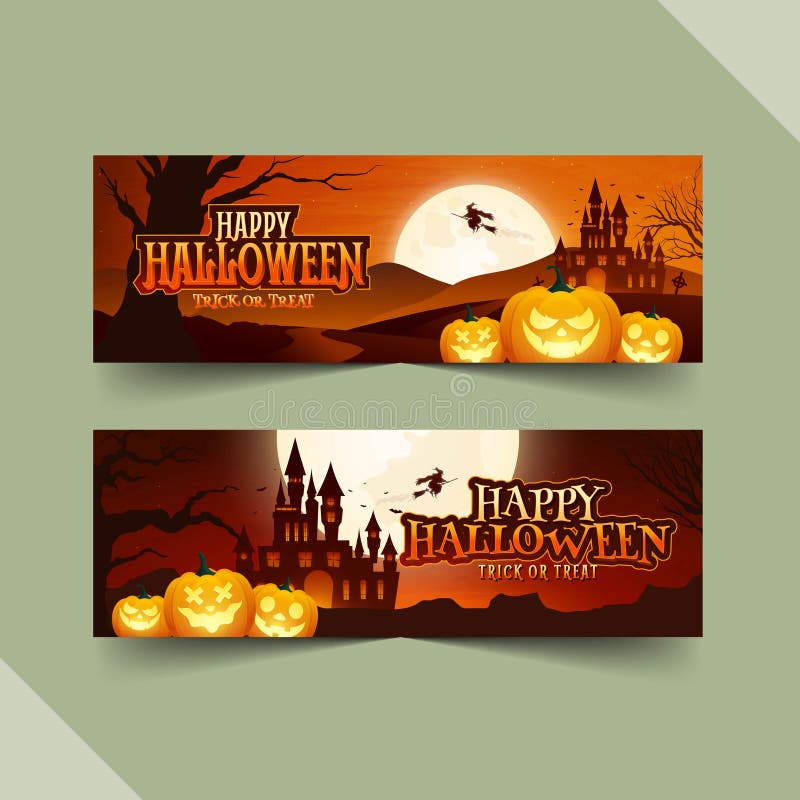 Halloween Celebration Horizontal Banner Template Vector Design ...