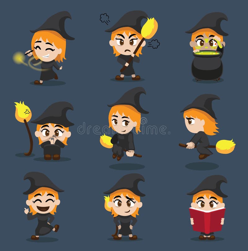 Halloween Character Big Head Poses Vampire Girl Stock Vector ...