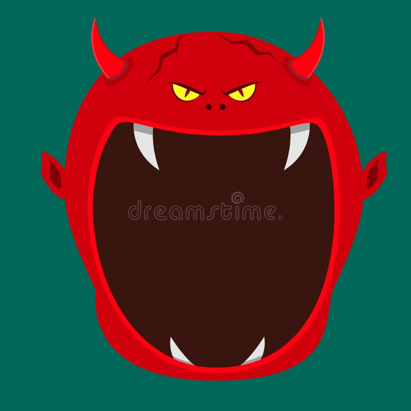 Big Devil Character Head and Open Mouth , Vector and Illustration Stock ...