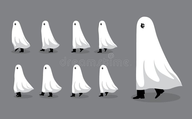 Ghost Side Cartoon Animation Frame Walking Vector Stock Vector ...