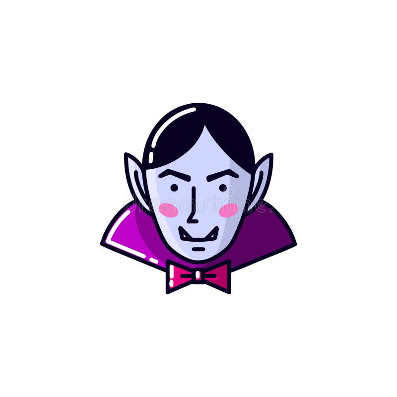 Halloween Character Dracula Vampire Flat Line Style. Vector ...
