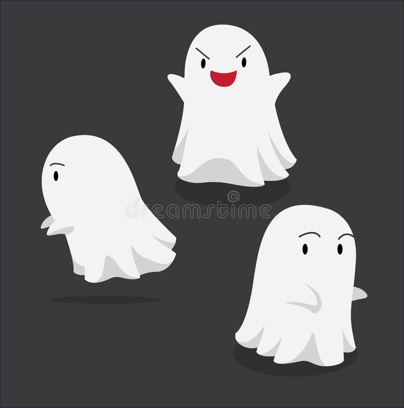 Halloween Character Set Cute Ghost Cartoon Vector Illustration Stock ...