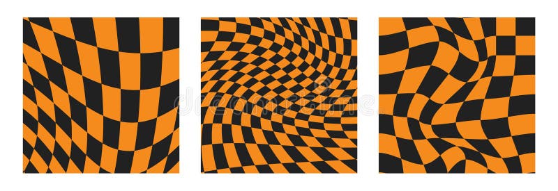 Halloween Checkered Patterns. Psychedelic Checkerboard. Groovy Orange ...