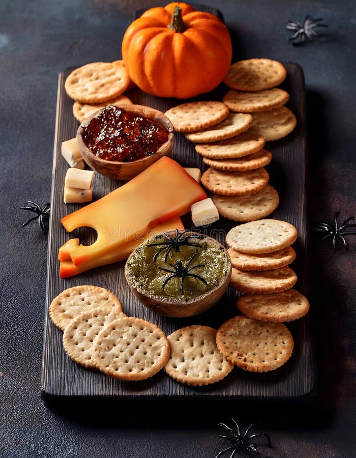 Halloween Cheeseboard with Creepy Crackers and Spooky Party Prop Decor ...